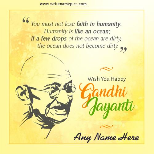 2nd October Happy Gandhi Jayanti Card With Name Edit